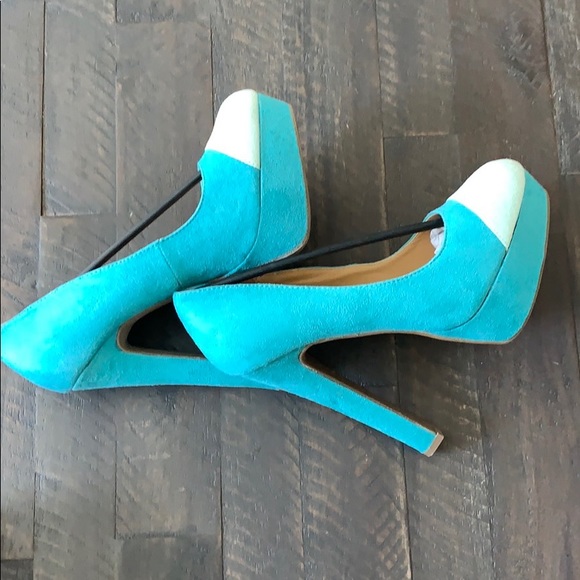 Wild Diva | Shoes | 5 Sale Blue Color Block Platform Heels | Poshmark